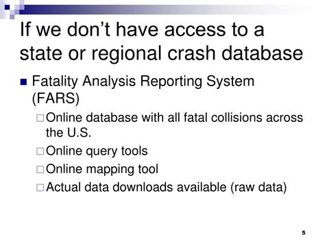 PPT Working With Crash Data PowerPoint Presentation Free Download ID