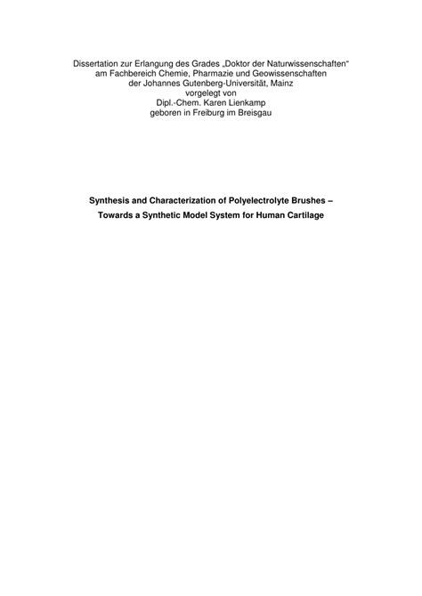 Pdf Synthesis And Characterization Of Polyelectrolyte Brushes