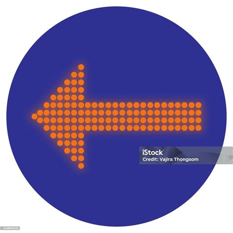 주황색 화살표는 진한 파란색 배경에 둥근 점을 남겼습니다 도로 방향 표지판 벡터 일러스트 레이 션 가리키기에 대한 스톡 벡터 아트 및 기타 이미지 Istock