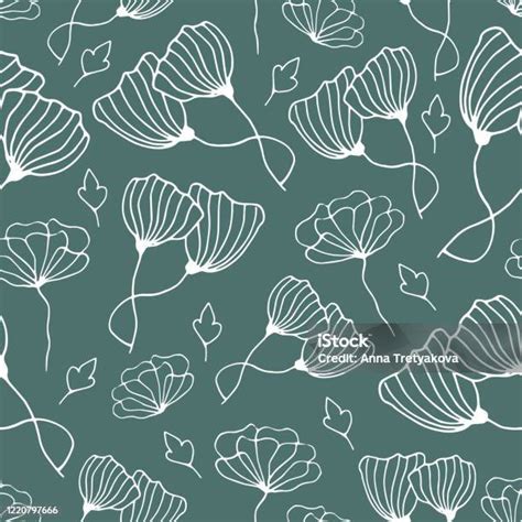 꽃과 매끄러운 패턴을 그린 귀여운 손으로 녹색 배경에 흰색 웨딩 디자인 로고 및 인사말 카드에 대한 낙서 벡터 그림 0명에 대한 스톡 벡터 아트 및 기타 이미지 Istock