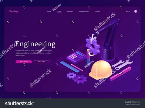 Engineering Isometric Landing Page Engineer On Stock Vector Royalty Free Shutterstock