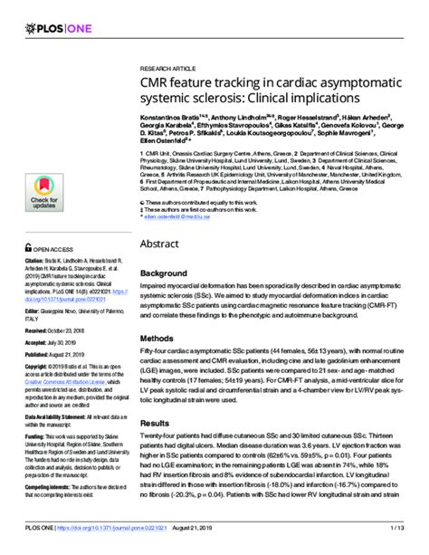 Pdf Cmr Feature Tracking In Cardiac Asymptomatic Systemic Sclerosis