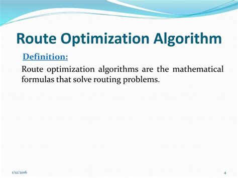Route Optimization Algorithm PPTX Computing Technology Computing