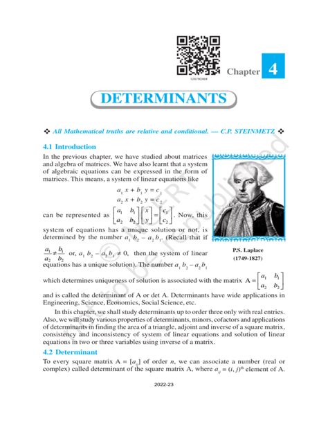 Cbse Ncrt Chap Determinants
