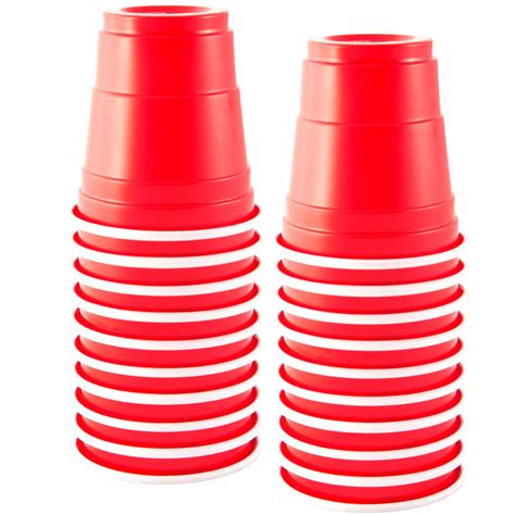 20 Mini Red Plastic Solo Cups 2oz Plastic Shot Glasses Disposable Cup