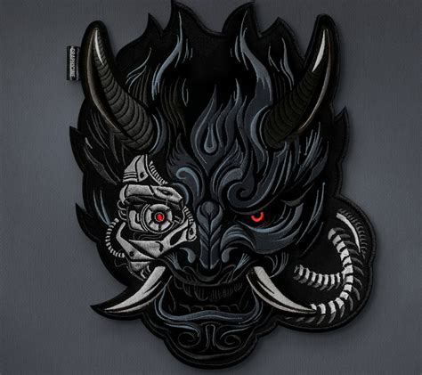 Samurai Cyberpunk Oni Patch Demon Embroidered Back Patches For Jackets Etsy