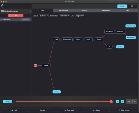 using reactime to compare performance snapshots for a react app by