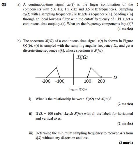 q5 a a continuous time signal xa t is the linear