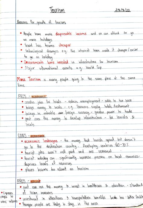 Solution Igcse Geography 0460 Tourism Notes Studypool