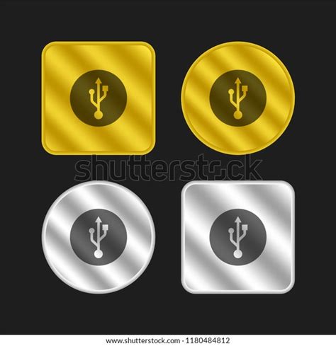 Usb Circular Interface Symbol Gold Silver Stock Vector Royalty Free 1180484812 Shutterstock