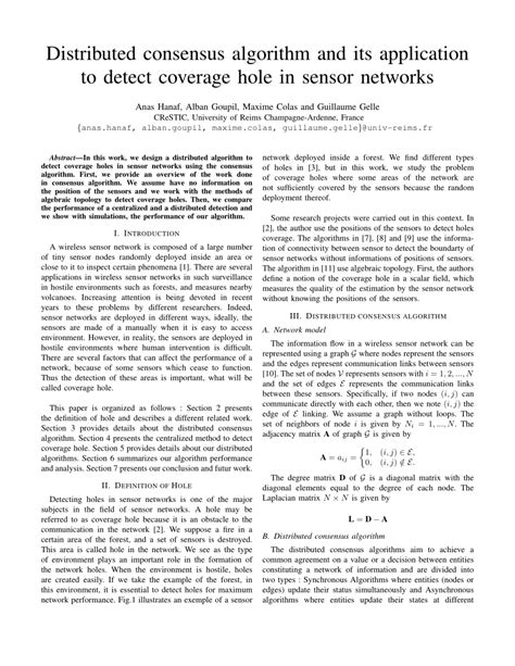 Pdf Distributed Consensus Algorithm And Its Application To Detect
