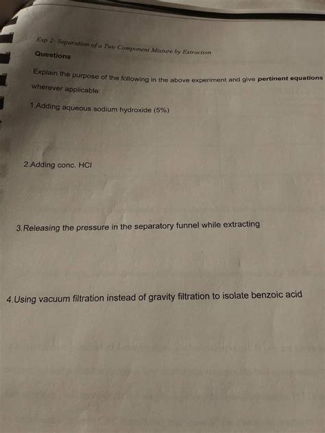 solved the experiment is the separation of a two component