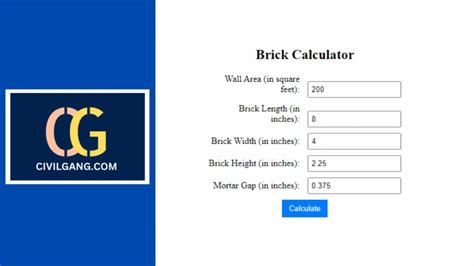 Brick Calculator Formula CivilGang
