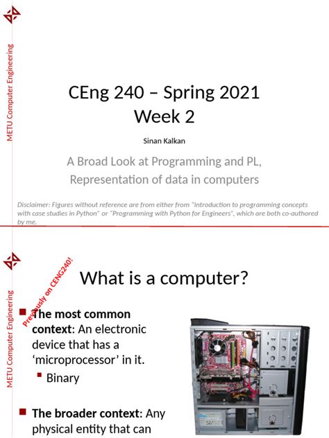 Ceng240 2024 Week2 The World Of Pl And Data Representation Pdf Decimal Numbers