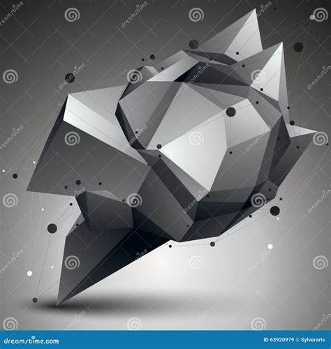 3d Vector Abstract Design Object Polygonal Complicated Figure W Stock Vector Illustration Of