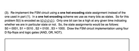 solved re implement the fsm circuit using a one hot encoding
