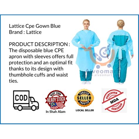 Lattice Cpe Gown Colour Blue Shopee Malaysia