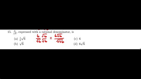 Quick Rationalizing Problem 15 Youtube