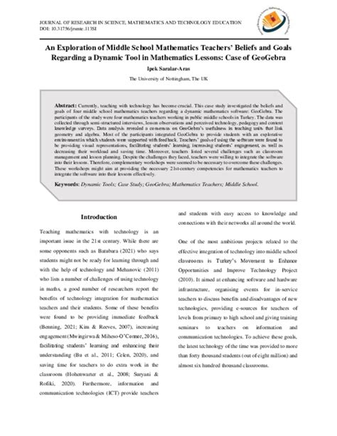 Pdf An Exploration Of Middle School Mathematics Teachers Beliefs And