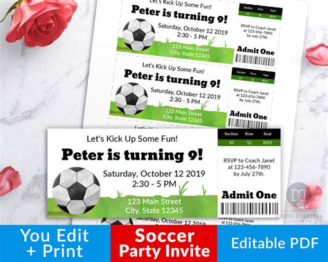 Printable Soccer Invitations Free Soccer Birthday Invitation Template