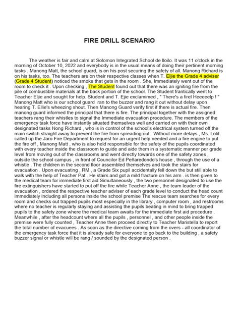 fire drill scenario pdf