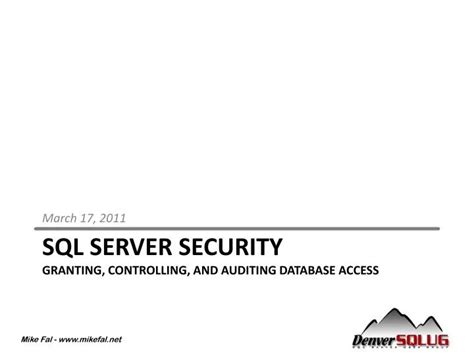 PPT SQL Server Security Granting Controlling And Auditing DATABASE
