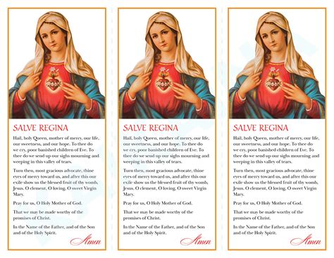 Salve Regina Prayer Card Hail Holy Queen Printable Digital Download