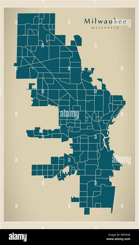 Modern City Map Milwaukee Wisconsin City Of The Usa With
