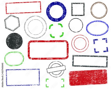 Stamps Frames Vector Icon Shape Set Stamp Grunge Ink Rubber Labels Sign Collection Isolated On