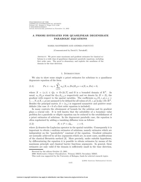 Pdf A Priori Estimates For Quasilinear Degenerate Parabolic Equations
