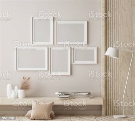 모던 한 인테리어 배경 스칸디나비아 스타일 3d 렌더링에서 포스터 프레임을 모의 실내에 대한 스톡 사진 및 기타 이미지 실내