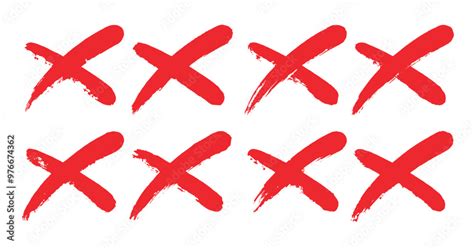 Bold Hand Painted Red X Cross Mark Rough Brush Strokes Error Disapproval Choice Mistake