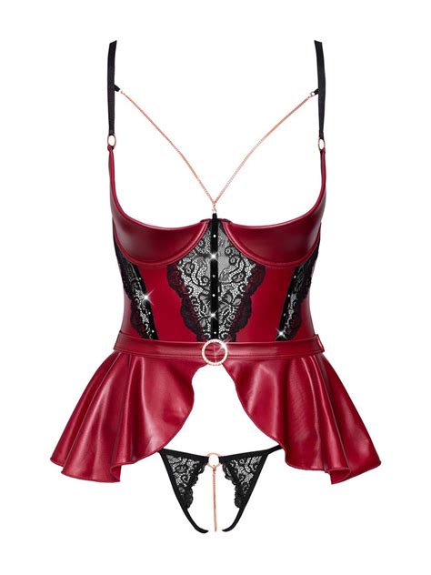 Ouvert Set Hebe Corsage Mit String Rot Dessous Kaufen Bei Dessousshopde