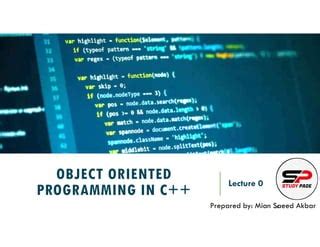 Lecture Object Oriented Programming Pdf
