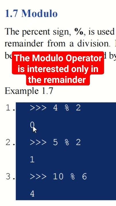 the python modulo operator python arithmeticoperators arithmetic