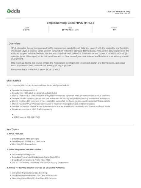 Implementing Cisco Mpls Mpls Pdf Virtual Private Network