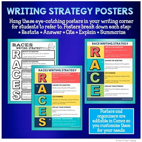 Race Writing Strategy Worksheets Practice Passages And Editable Races Posters