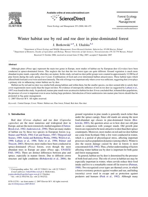 Pdf Winter Habitat Use By Red And Roe Deer In Pine Dominated Forest