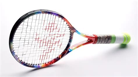 흰색 표면에 화려한 테니스 라켓 3d 렌더링 컬러 테니스 라켓과 흰색 배경 스포츠 건강한 라이프 스타일에 공 고화질 사진 사진 테니스 배경 일러스트 및 사진 무료
