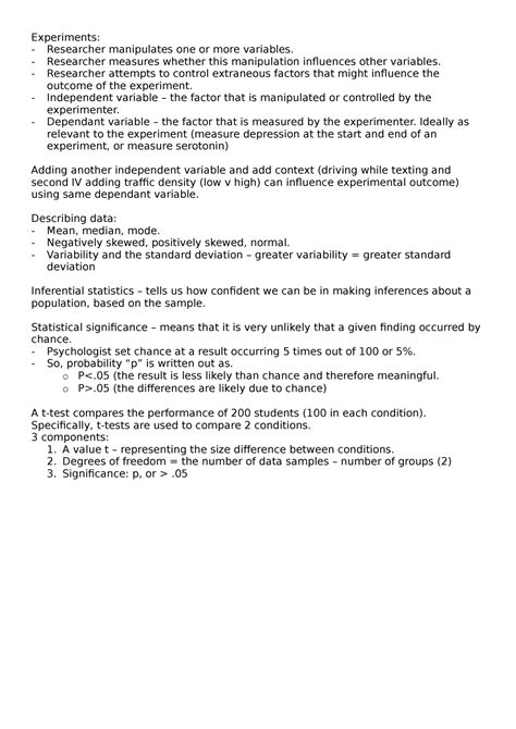 psych lecture 2 experiments and describing data experiments researcher manipulates one or