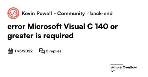 Error Microsoft Visual C 140 Or Greater Is Required Kevin Powell Community