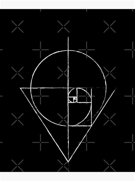 Black Golden Ratio Spiral Fibonacci Sequence Tattoo Inspired Sketch Premium Matte Vertical