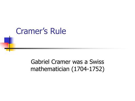PPT Cramers Rule PowerPoint Presentation Free Download ID