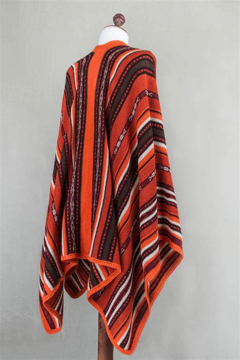 Unicef Market Artisan Crafted 100 Alpaca Striped Kimono Ruana In