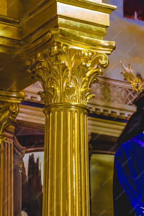Premium Photo Column Capitals Covered With Gold Leaf Religion