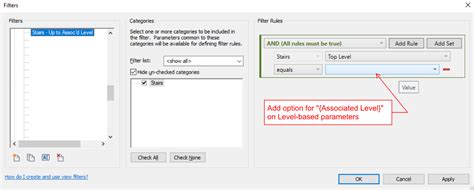 level based parameters in view filters include associated level