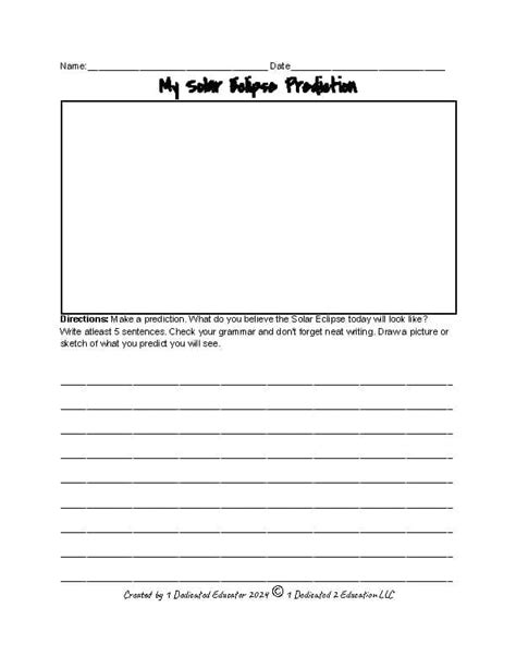 Solar Eclipse Writing Prompts By 1 Dedicated 2 Education Llc Tpt