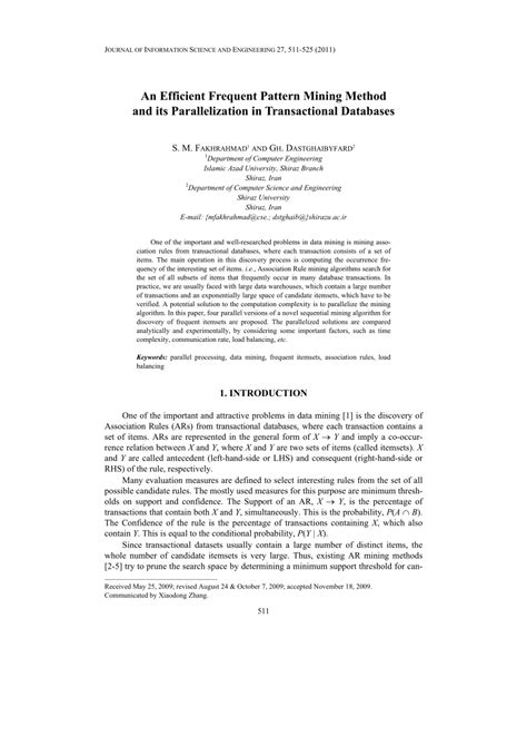Pdf An Efficient Frequent Pattern Mining Method And Its