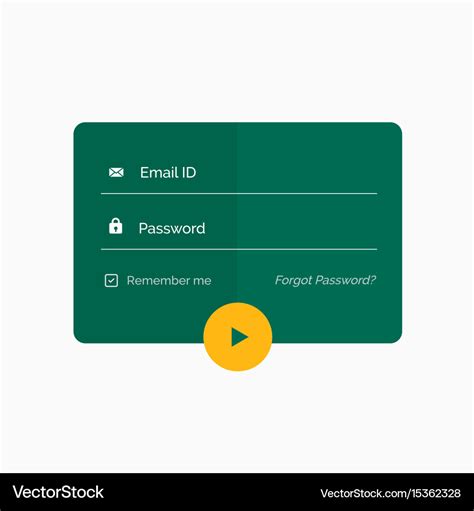 Modern Flat Green Login Form Ui Template Design Vector Image