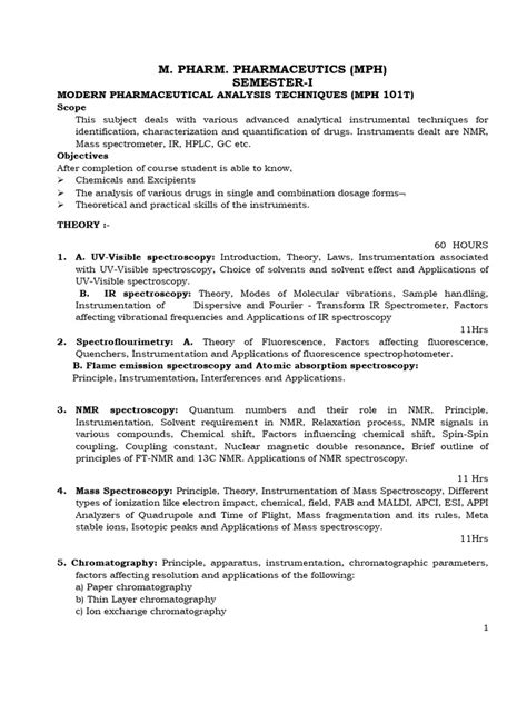 Mpharm Pharmaceutics Syllabus Pdf Nuclear Magnetic Resonance